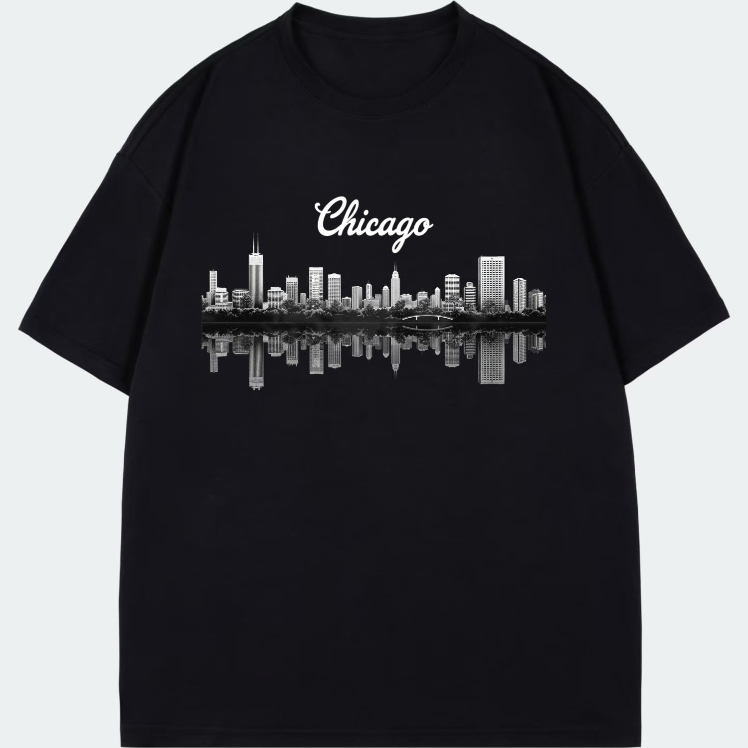 Chicago Skyline Cityscape T Shirt Black Urban Architecture Print For ...
