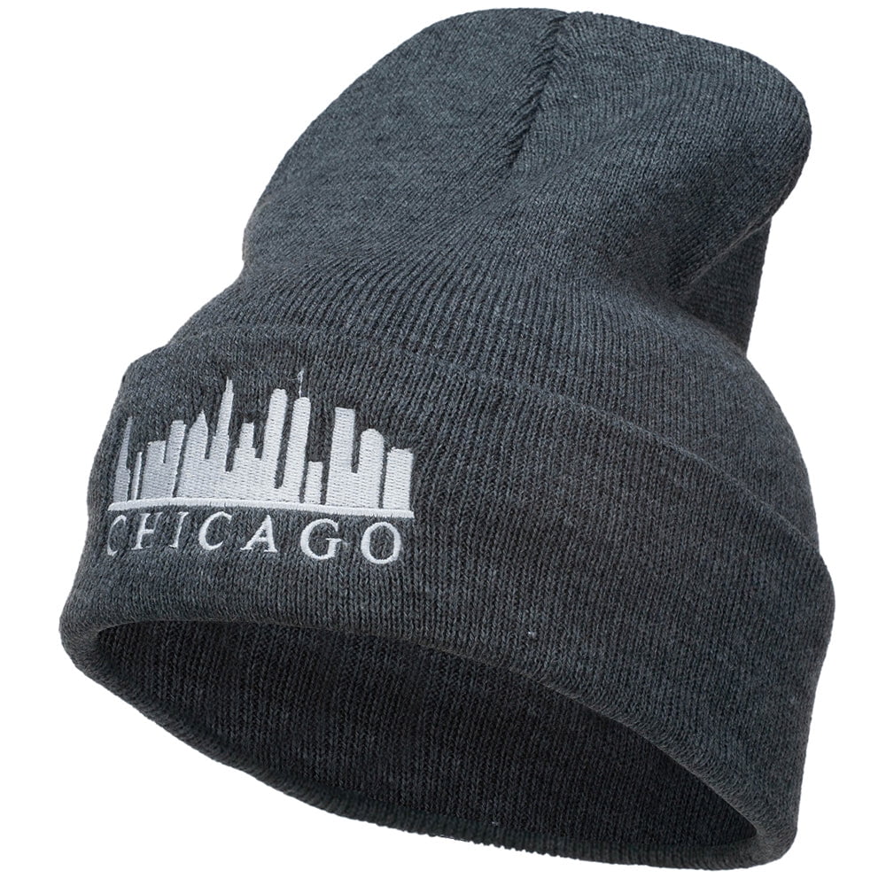 Chicago Skyline Embroidered Long Beanie - Dk Grey OSFM - Walmart.com