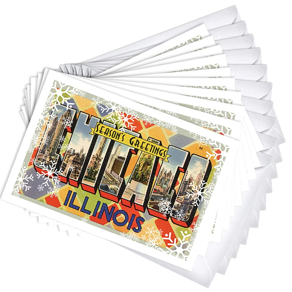 Chicago Skyline Hometown Holiday Greeting Cards | 20 Pack Bulk Set (4x6 ...
