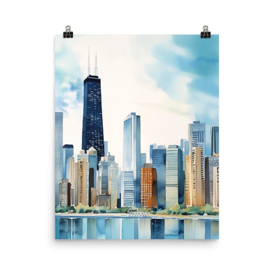 Chicago Skyline Print, Windy City Travel Print, Willis Tower Wall Art ...