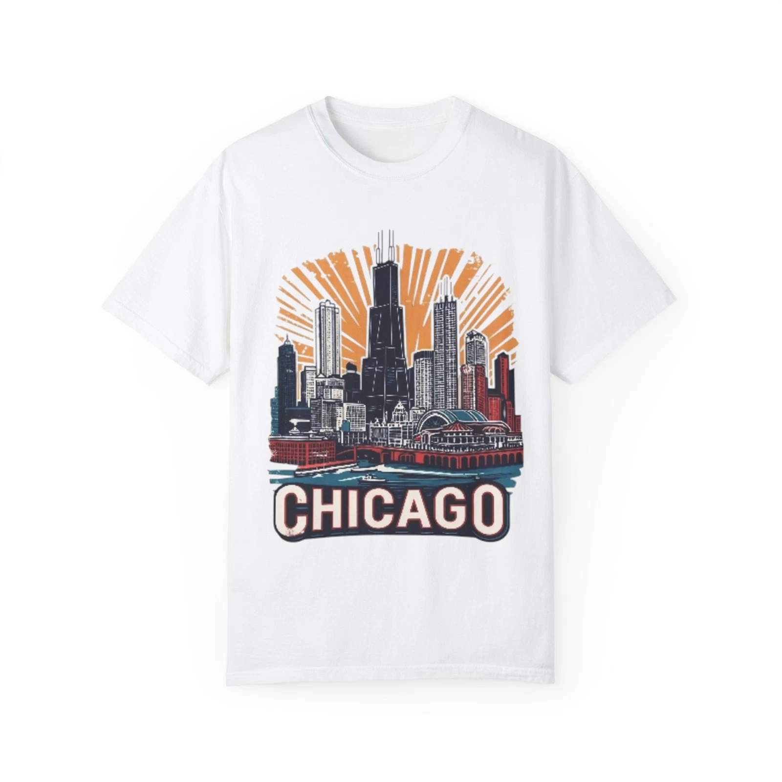 Chicago Skyline Unisex Garment-Dyed T-Shirt, Urban Style Tee, Chicago ...