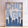 Chicago Skyline Wall Art: Blue Minimalist City Poster, Home Decor ...