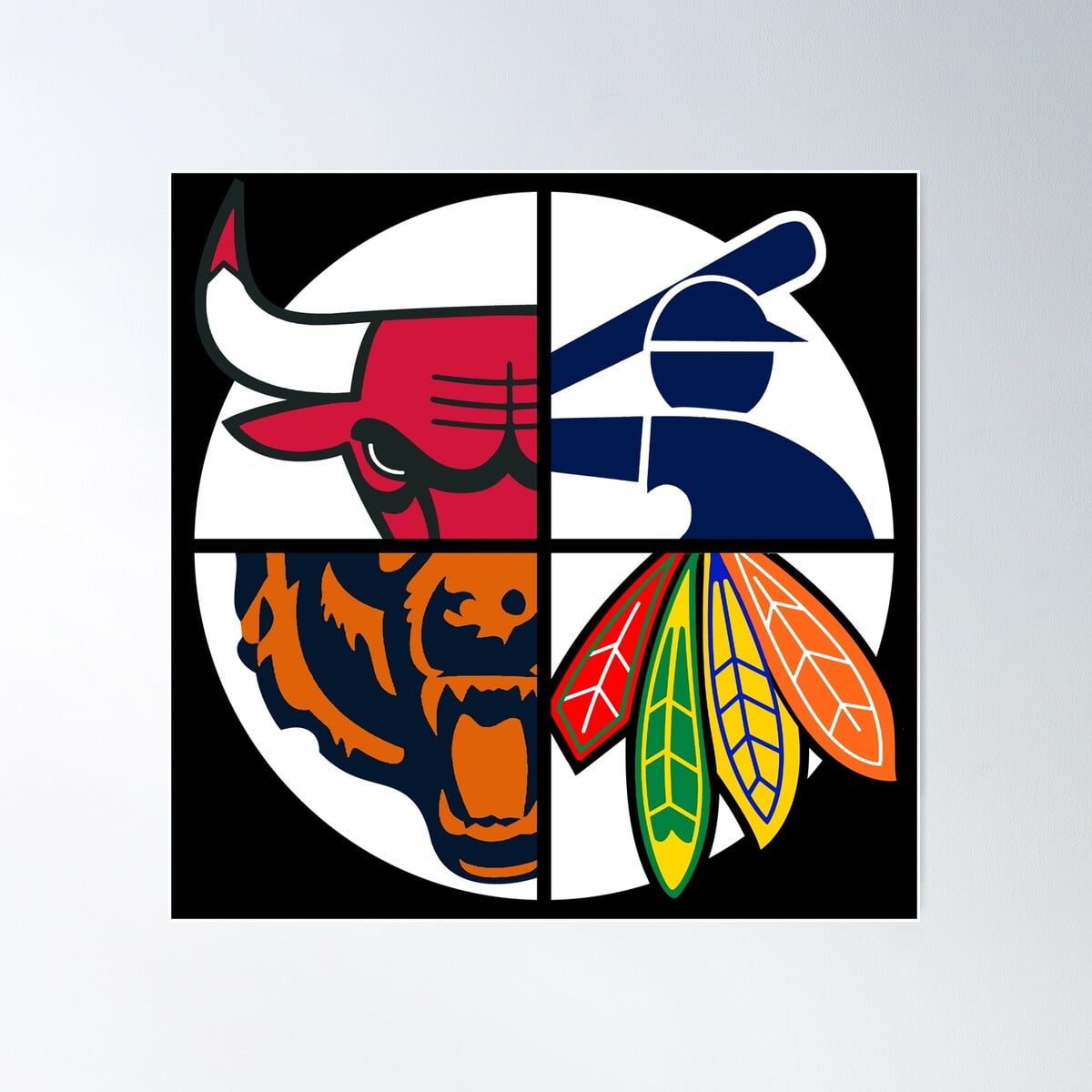 Chicago Southside Sports Poster Wall Art, Modern Wall Decor, 17x17 ...