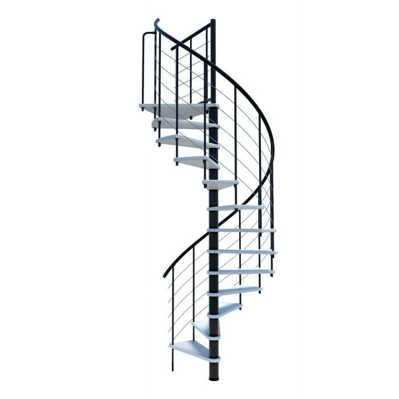 Chicago Spiral Stair - 55" Diameter - Black with White Treads (Height ...
