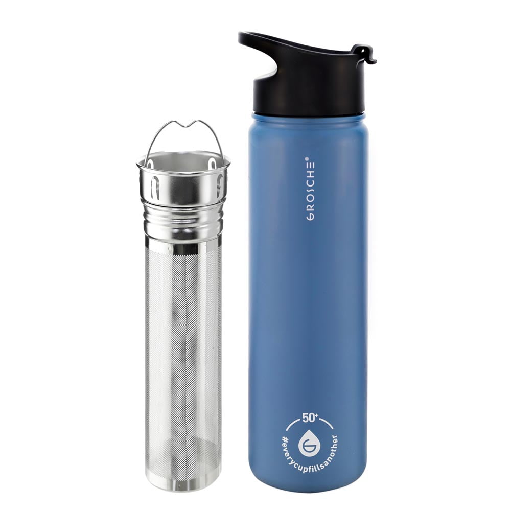 GROSCHE Chicago Stainless Steel Tea Infuser Flask | Beverage Bottle | Hot & Cold Drinks | Loose ...