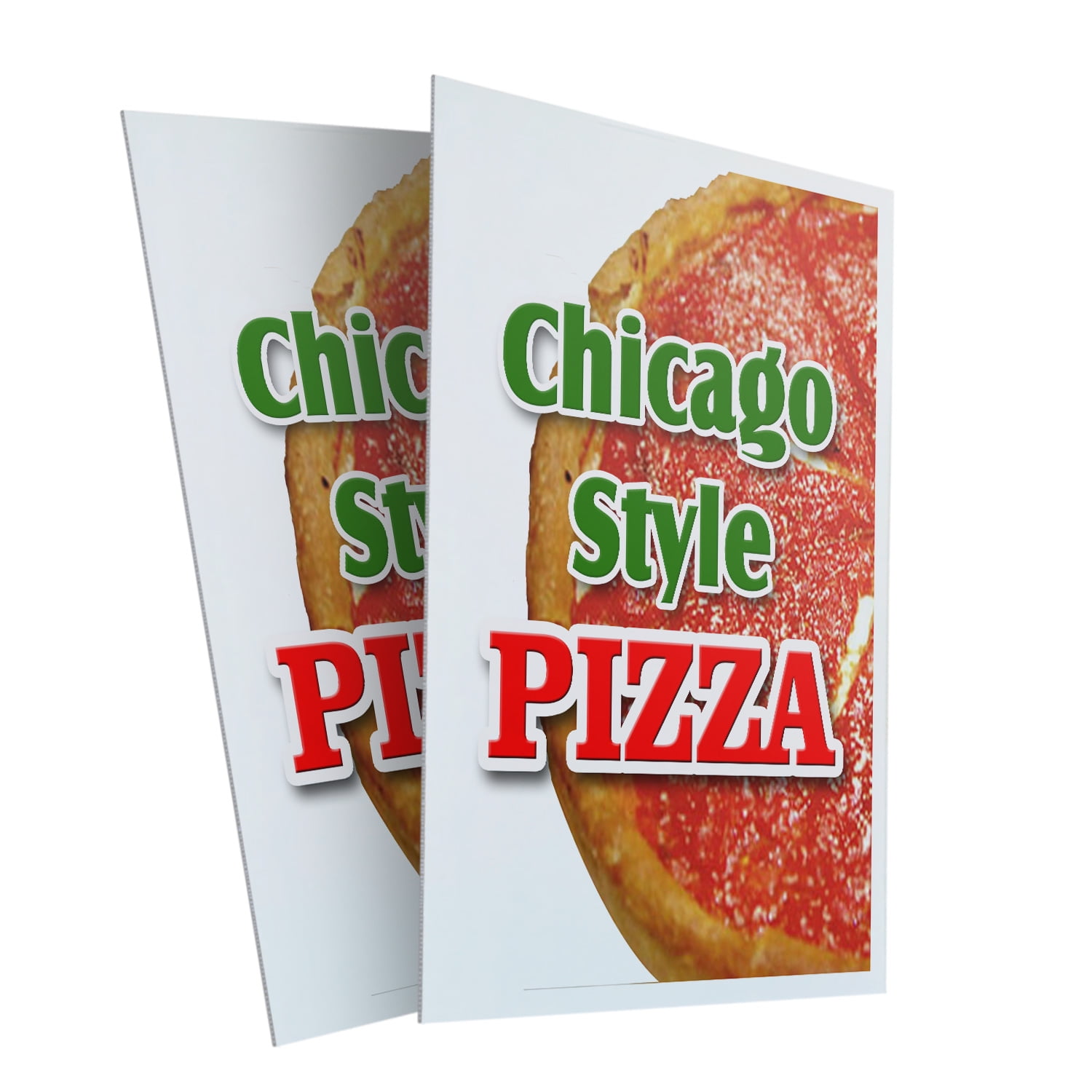 Chicago Style Pizza (2-PACK) 24" x 36" Plastic Signs | Sign Insert 4mm ...