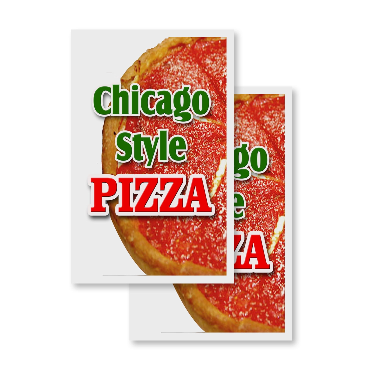 Chicago Style Pizza (2-PACK) 24" x 36" Vinyl Decals | Sign Insert Peel ...