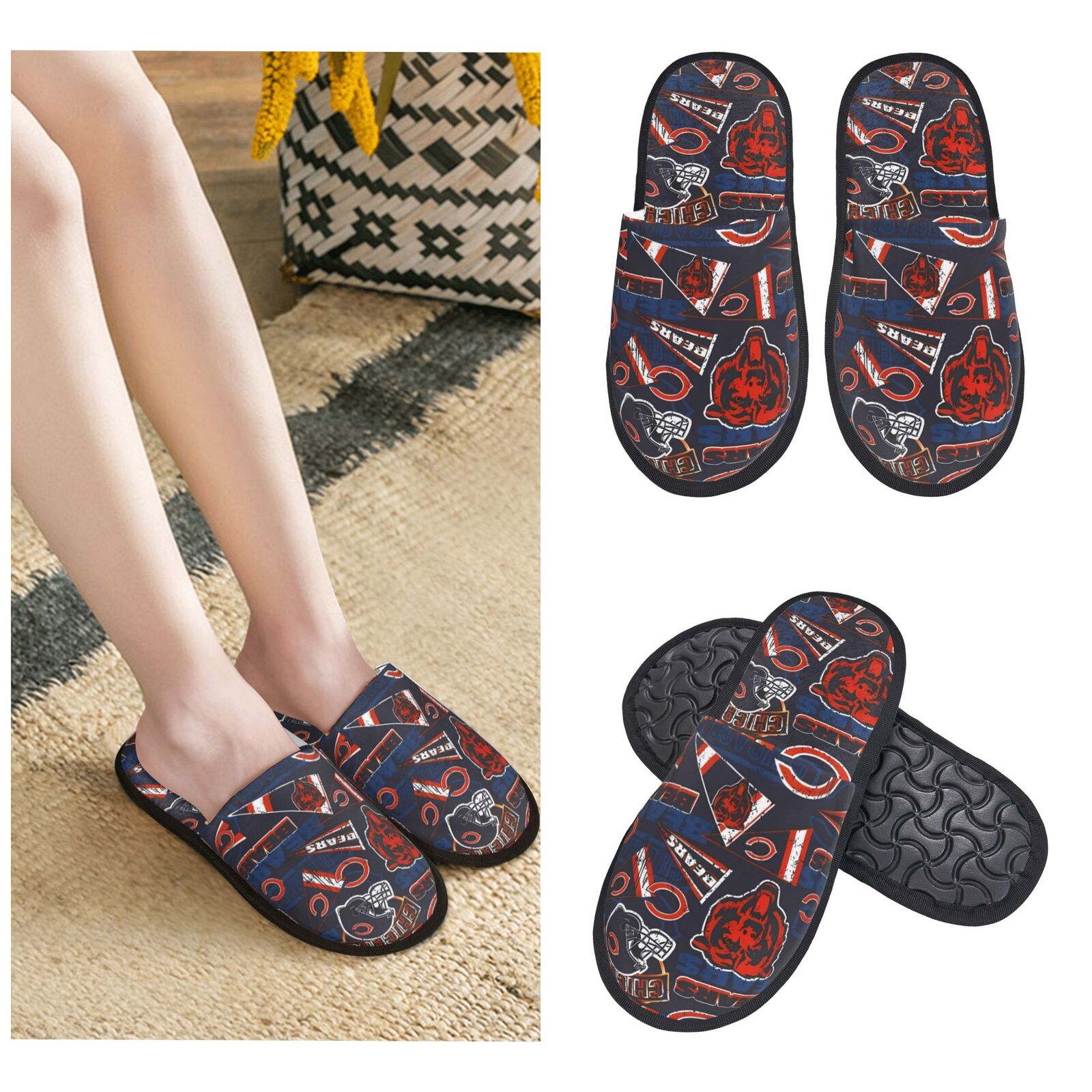 Chicago Team Adult Furry EVA Slippers Warm Slippers Indoor Slippers ...