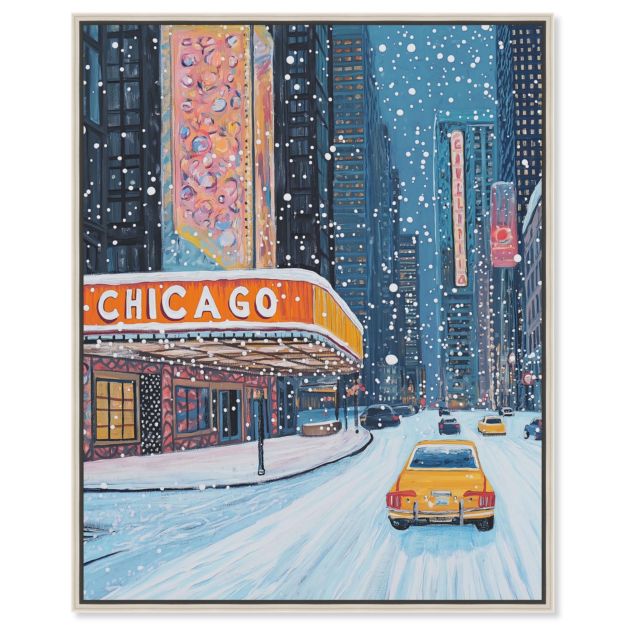 Chicago Theatre in Snow Canvas Print Fashion Art by Art Remedy, Silver ...