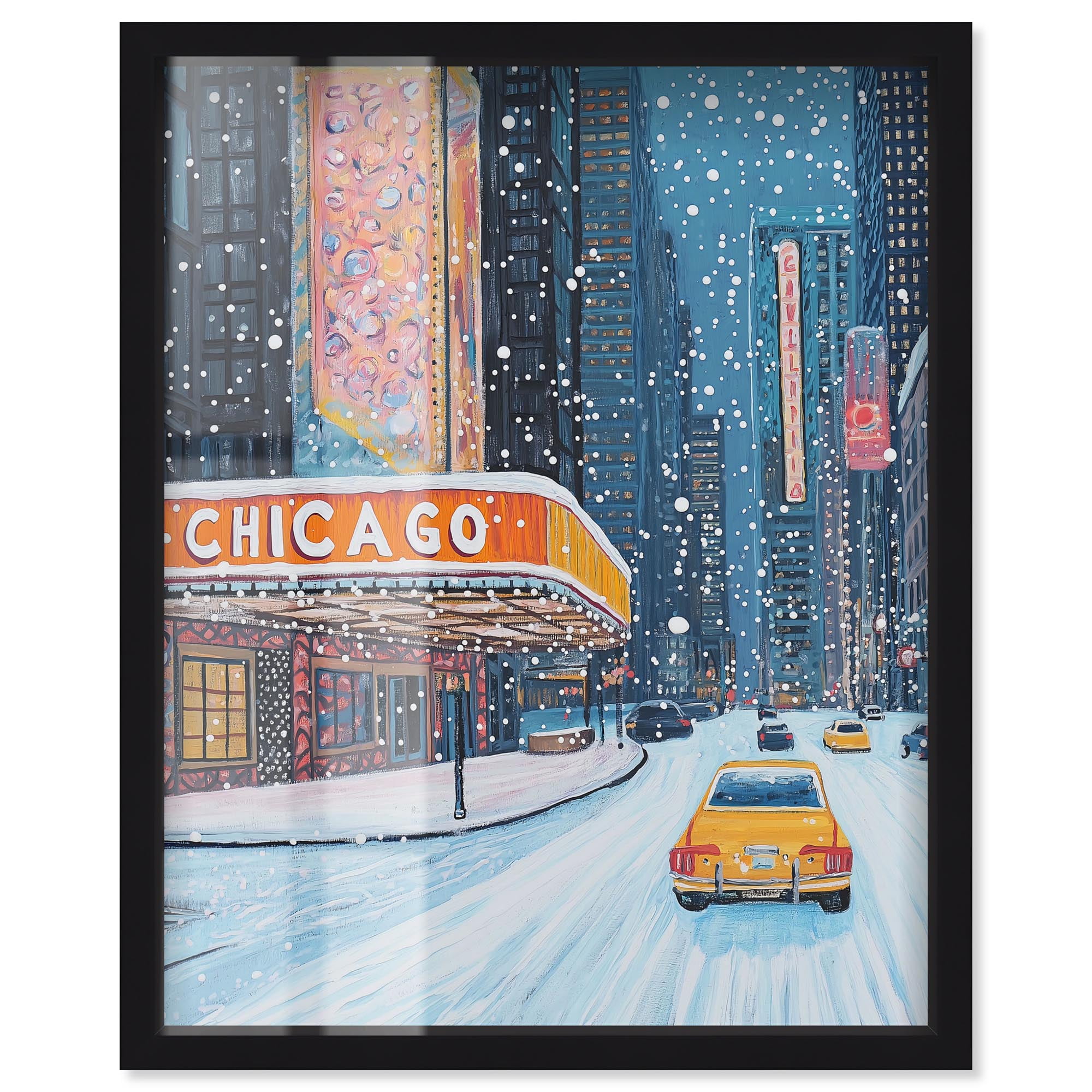 Chicago Theatre in Snow Shadowbox Print Fashion Art by Art Remedy ...
