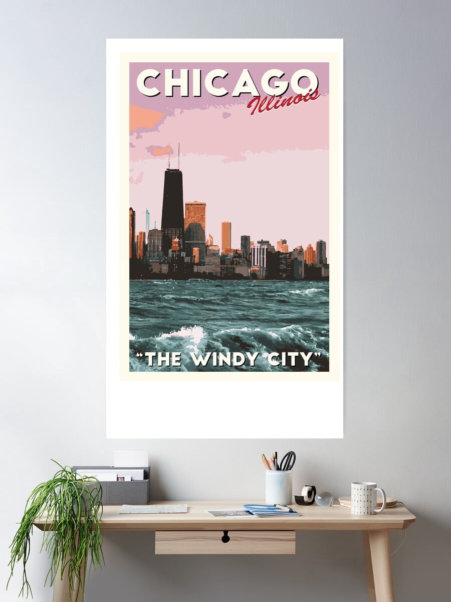 Chicago Travel Poster Poster Wall Art, Modern Wall Decor For Living ...