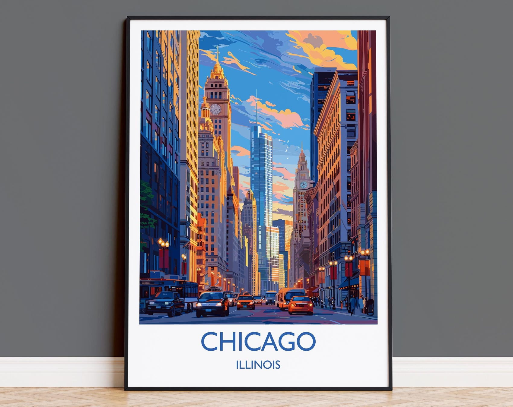 Chicago Travel Poster Wall Art, Travel Print of Chicago, Illinois ...