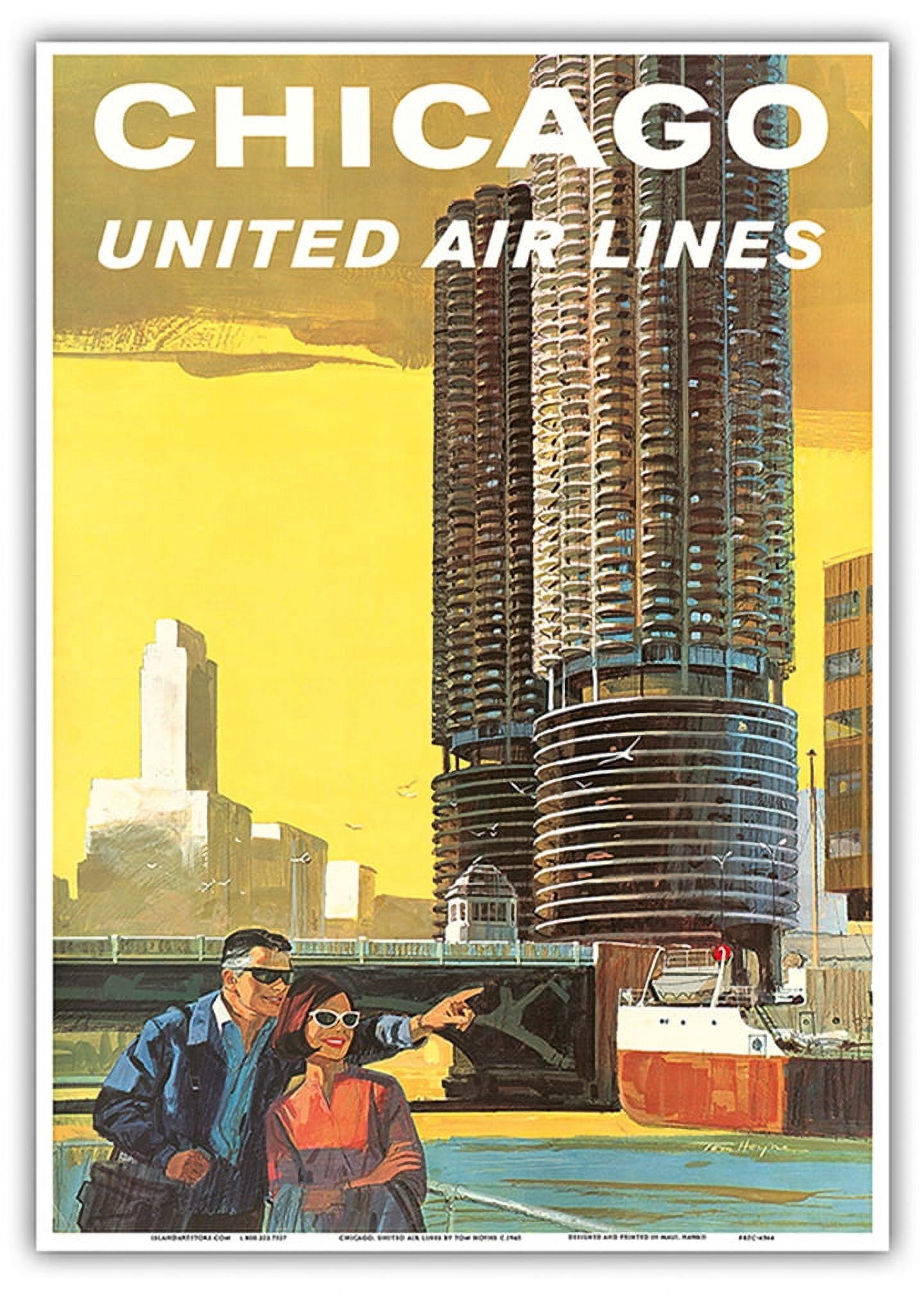 Chicago USA - Marina City Chicago River - United Air Lines - Vintage ...