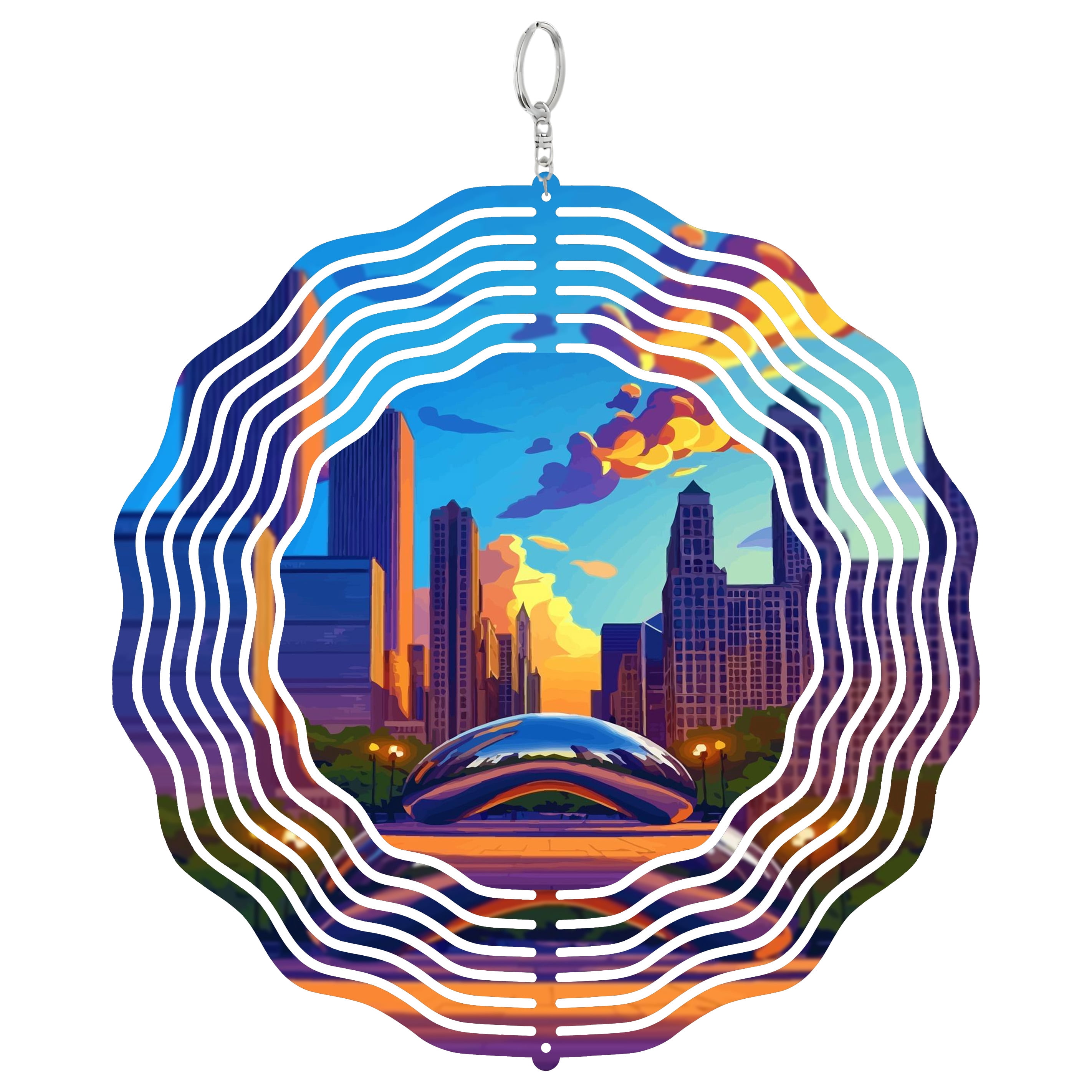 Chicago USA Skyline View Wind Spinner 3D Kinetic Patio - Walmart.com