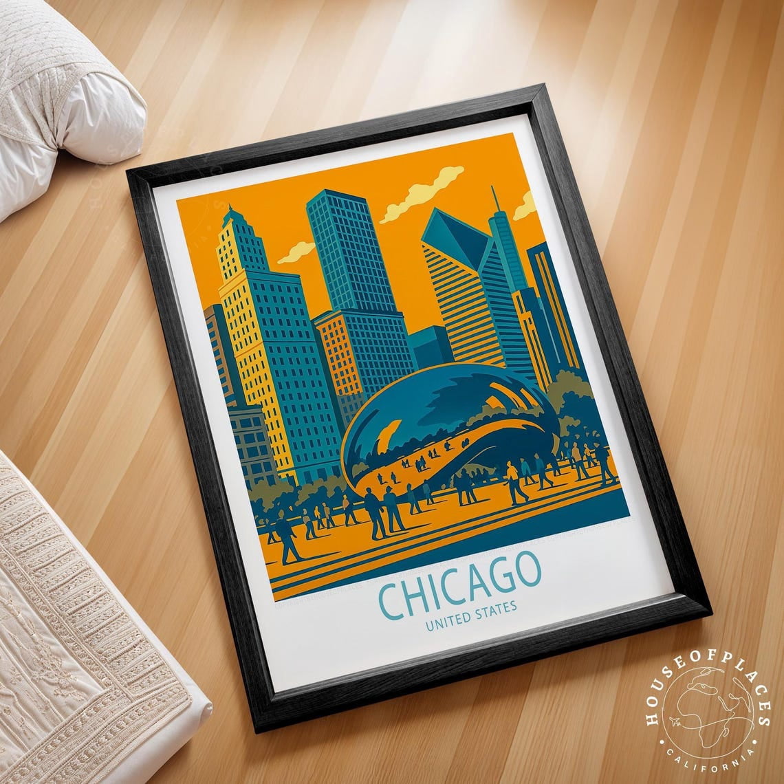 Chicago United States Windy City Urban Architecture Wall Art, Unframed ...