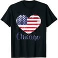 Chicago Vintage Distressed American Flag in Heart T Shirt Black Small ...