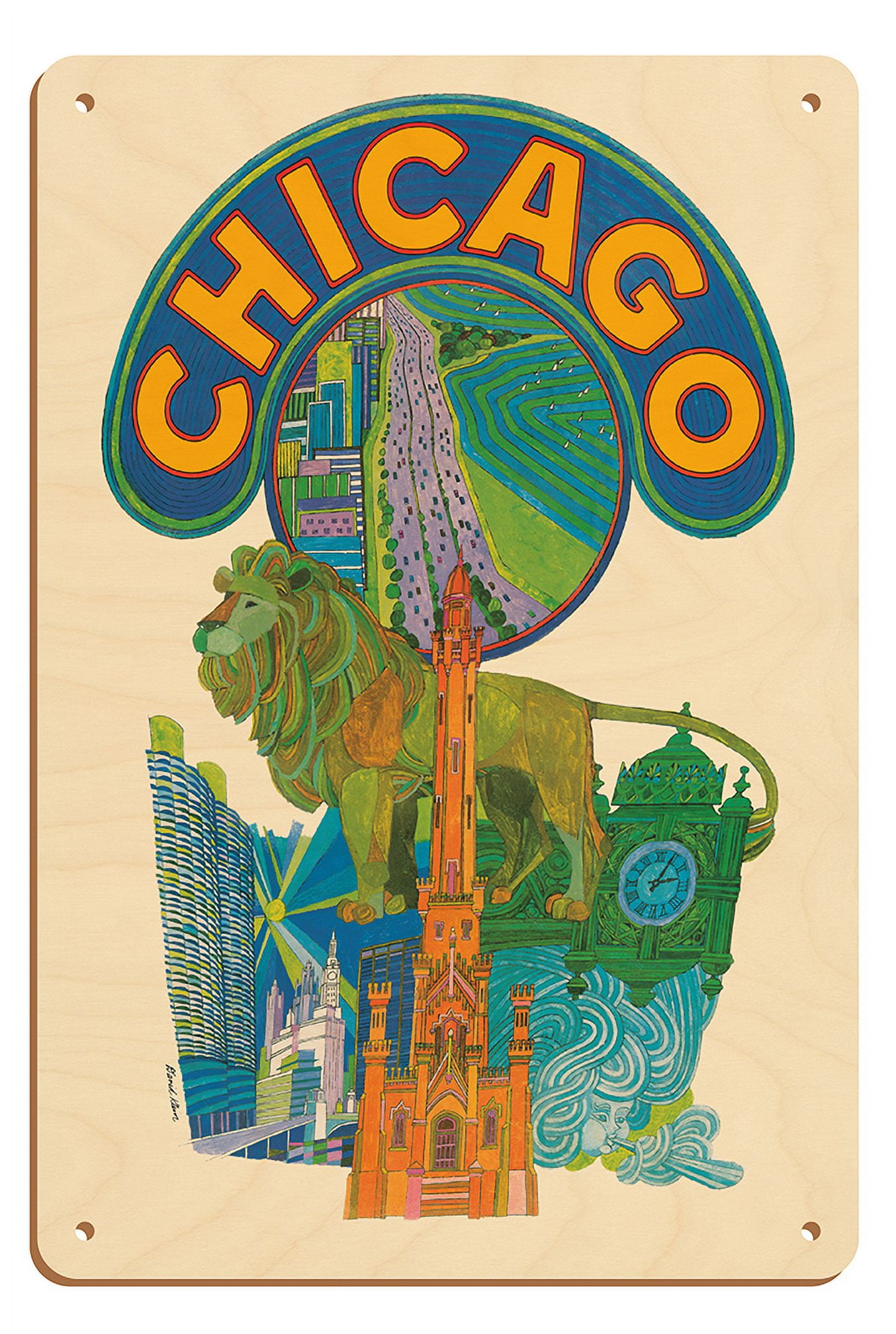 Chicago - Vintage Travel Poster by David Klein c.1955 - 8 x 12 inch ...