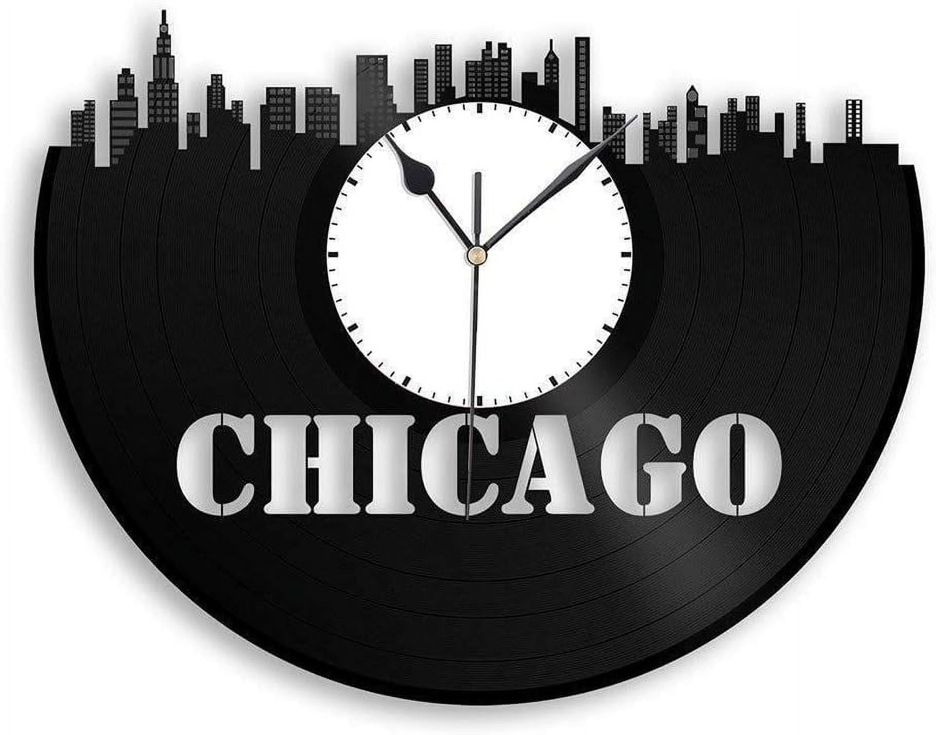 Chicago Vinyl Wall Clock,Vinyl Record Clock Wall Art Unique Room ...