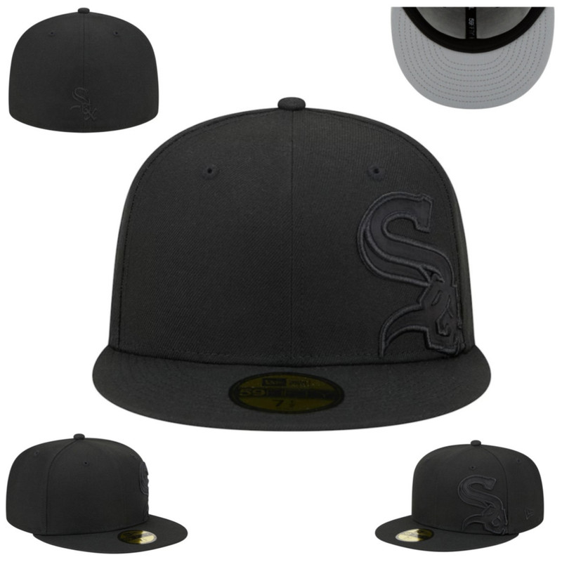Chicago W_hite Sox Basic 59FIFTY Fitted Hat-5950 Hat Black Baseball Cap ...