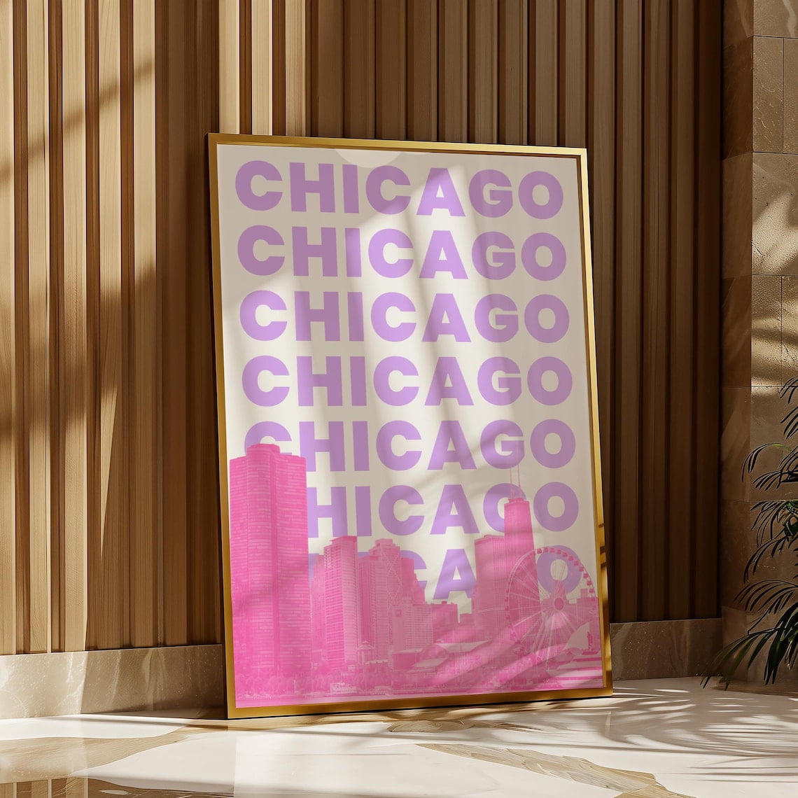 Chicago Wall Art Print Preppy Chicago Skyline Print Trendy Chicago Dorm ...