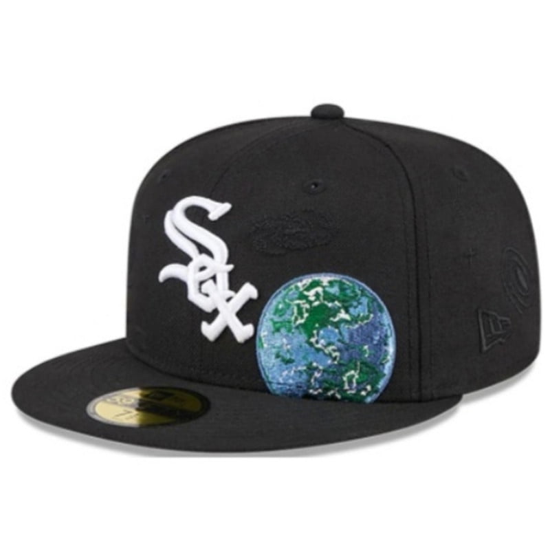 Chicago White - Sox Black with Earth & Team Logo Patches 59FIFTY Fitted ...