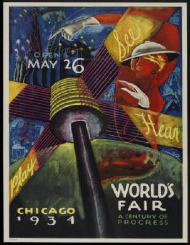 Chicago Worlds Fair Poster 1934 Repro 12x16 Print on Metal Sign 12in x ...