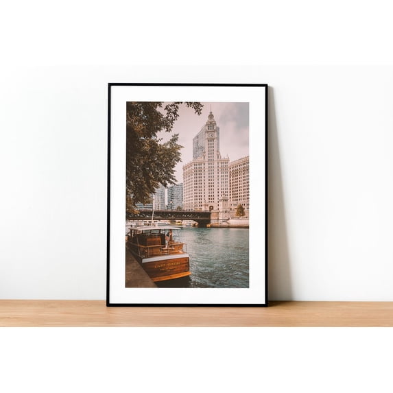Chicago Wrigley Building Riverfront Photography Architecture Art Poster ...