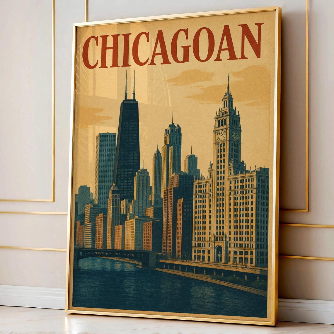 Chicagoan Sunset Poster, Vintage Magazine Cover Printable, Retro Cozy ...