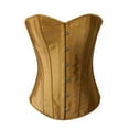 Chicastic Beige Gold Satin Sexy Strong Boned Corset Lace Up Bustier Top