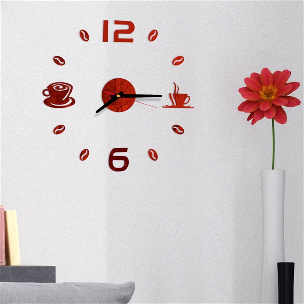 Chiccall 3D DIY Roman Numbers Acrylic Mirror Wall Sticker Clock Home ...
