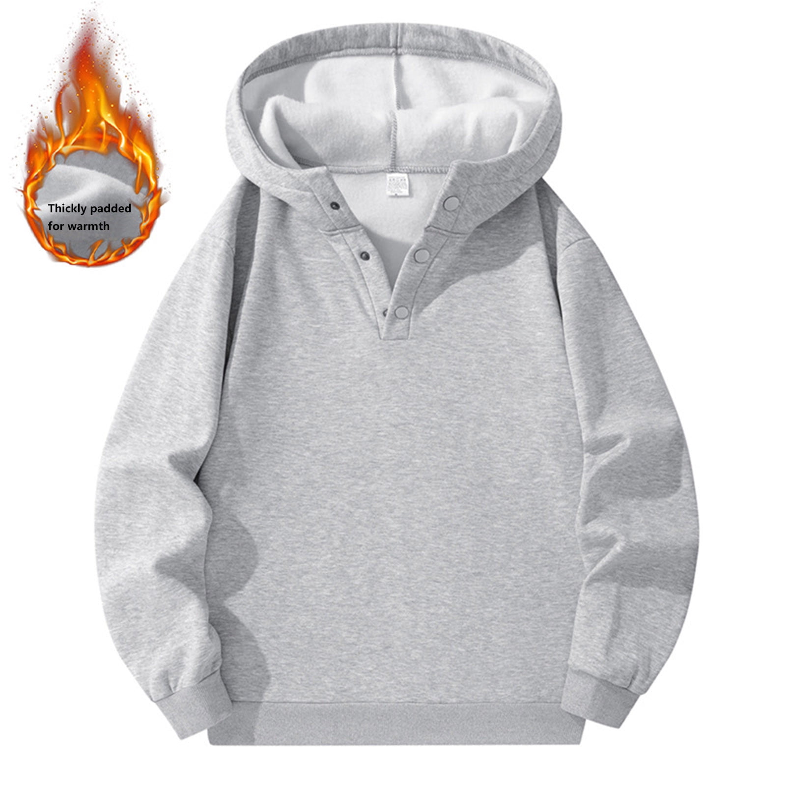 Chiccall Button Up Hoodies Fleece lined Hooded Sweatshirts Loose Fit ...