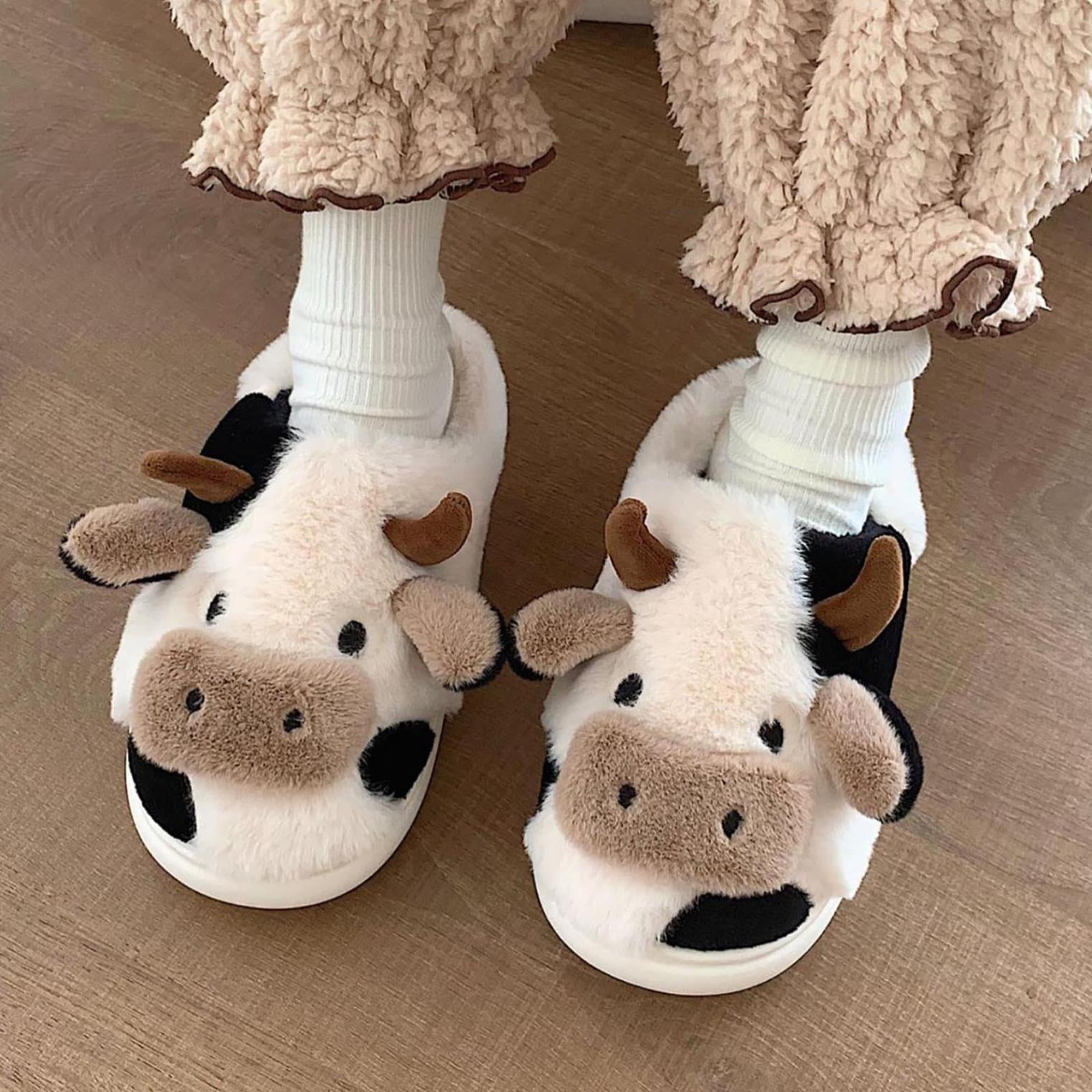 Up to 65 off!Chiccall Cute Cow Slippers , Fuzzy Plush Cotton Slippers ...