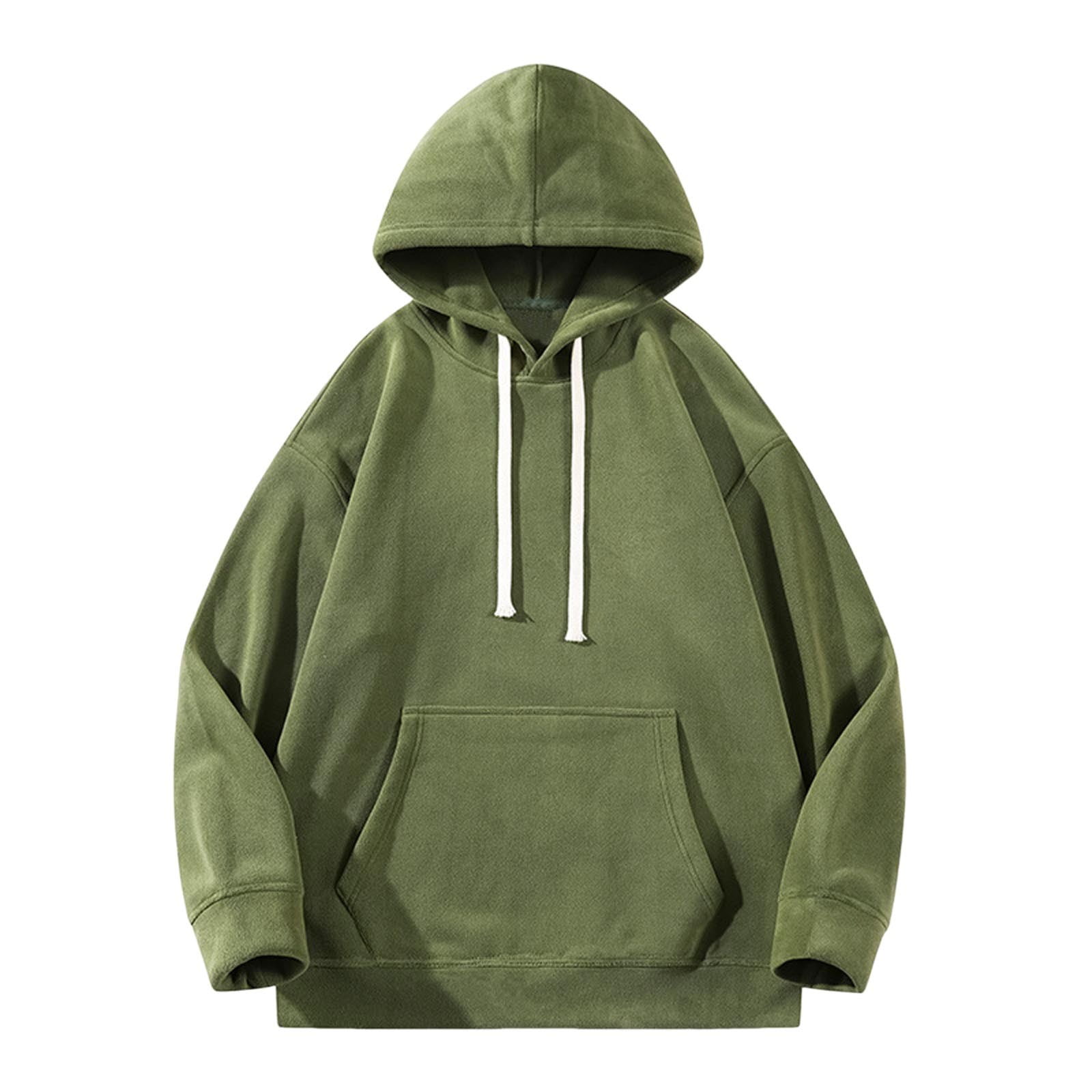 Chiccall Fleece Hoodies for Men Fashion Solid Drawstring Hood ...