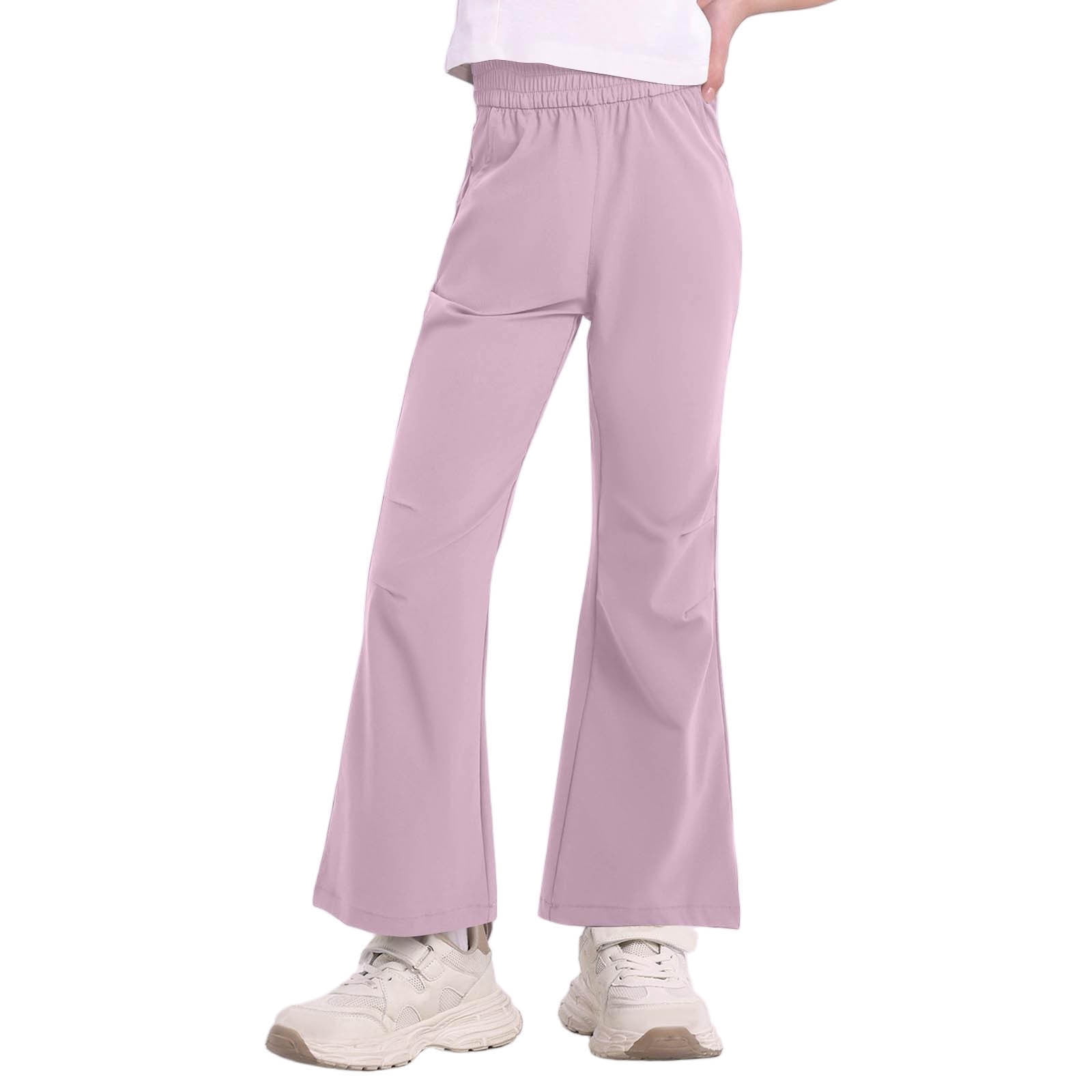 Chiccall Girls Bell Bottom Pants Trendy Cute Elastic High Waist Pleated ...