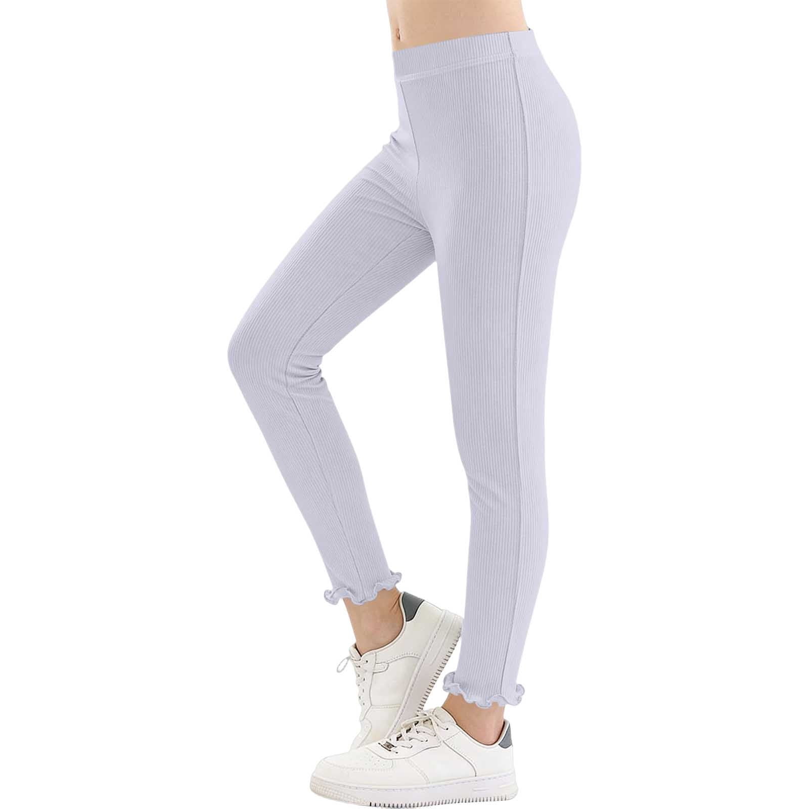 Chiccall Girls Ribbed Leggings Breathable Comfy Yoga Pants Ruffle Hems ...