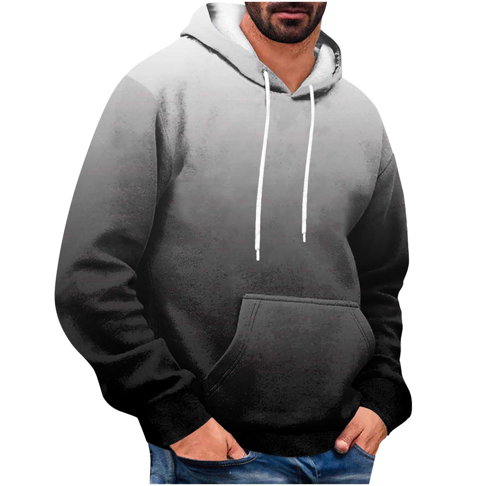 Chiccall Gradient Hoodies for Men Oversized Printed Drawstring Hooded ...