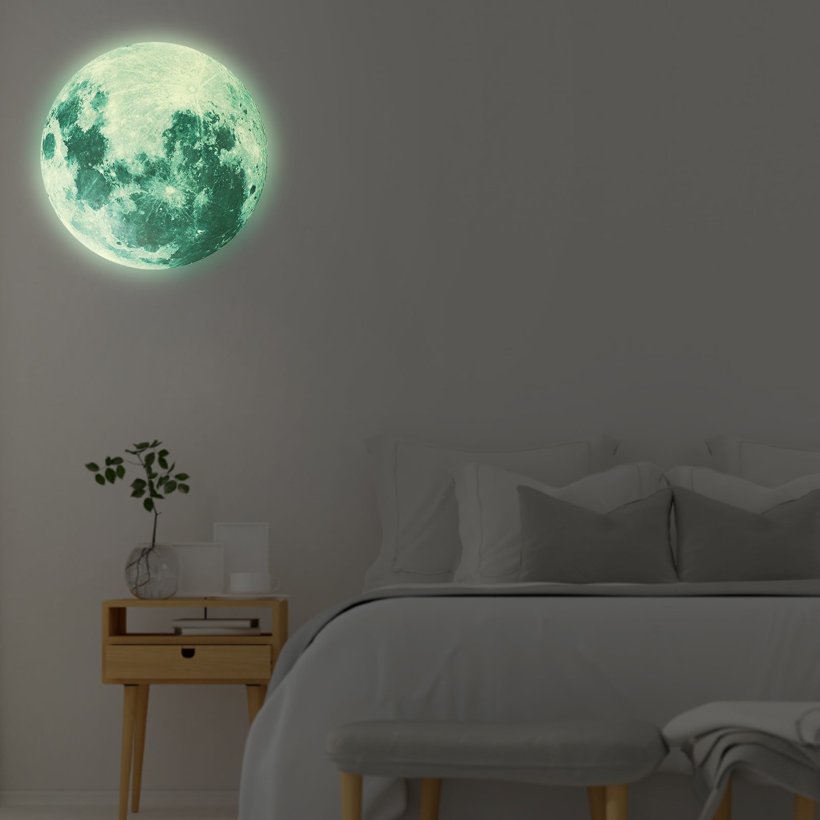 Chiccall Home Decor Glowing Luminous Moon Planet Space Wall Sticker ...