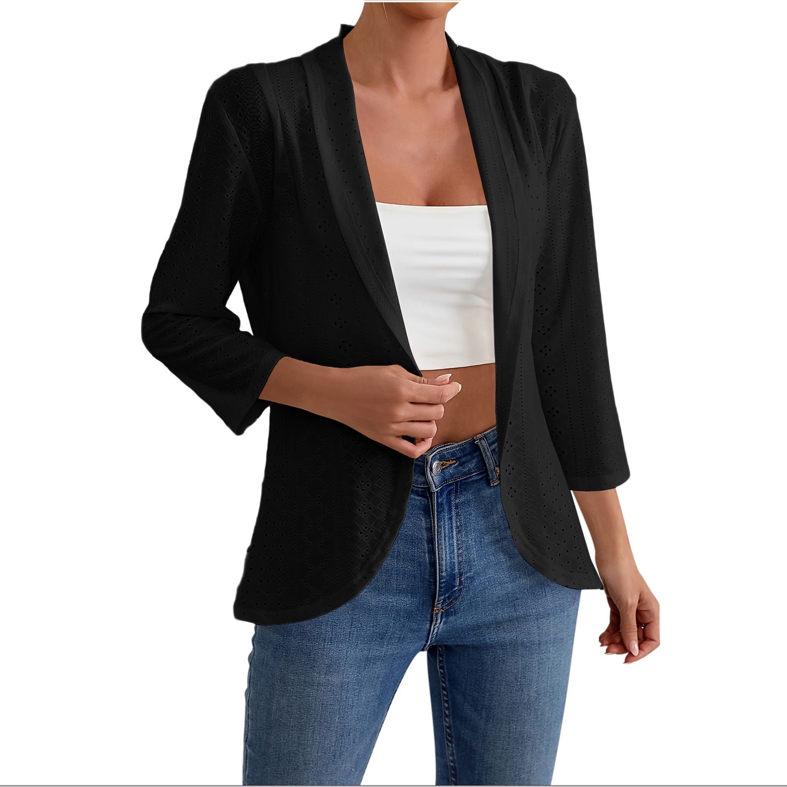 Chiccall Lightweight Open Front Cardigan for Women Fall Netted Knit ...