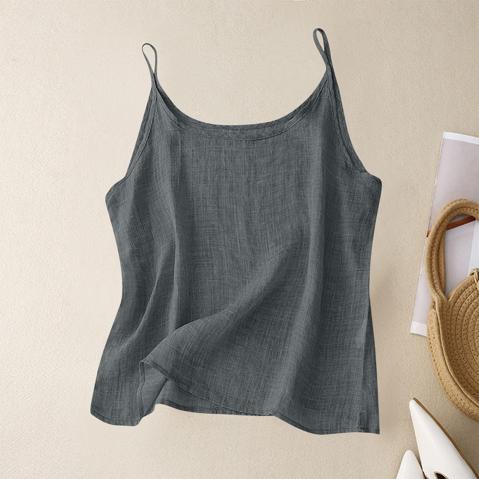 Chiccall Linen Tank Tops for Women Casual Summer Gauze Shirt Basic ...