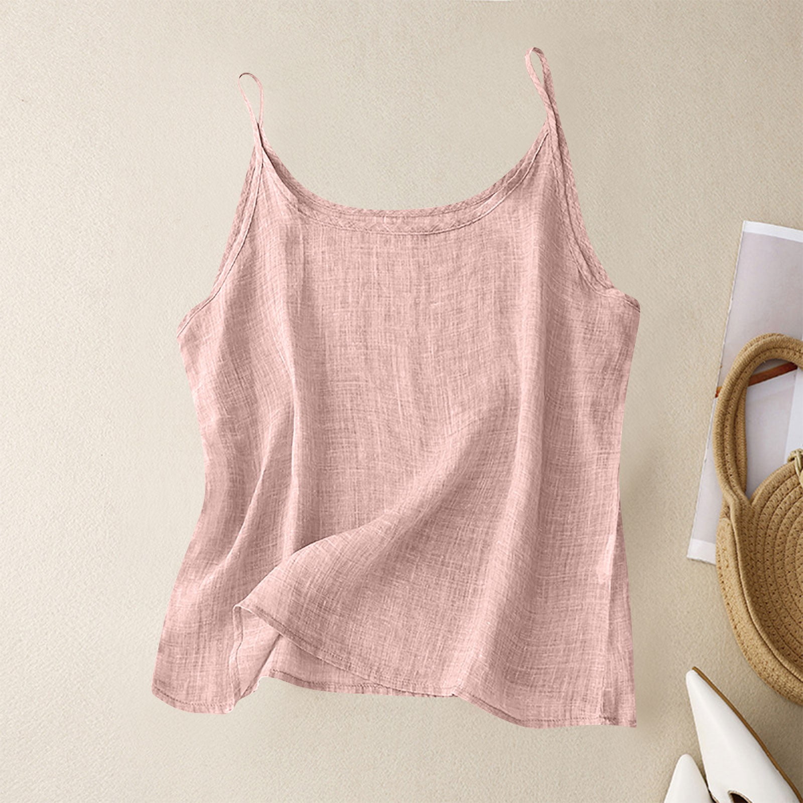 Chiccall Linen Tank Tops for Women Casual Summer Gauze Shirt Basic ...