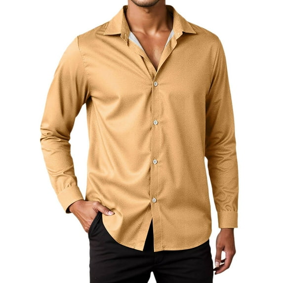 Chiccall Long Sleeve Shirts for Men Plus Size Classic Soft Comfortable ...