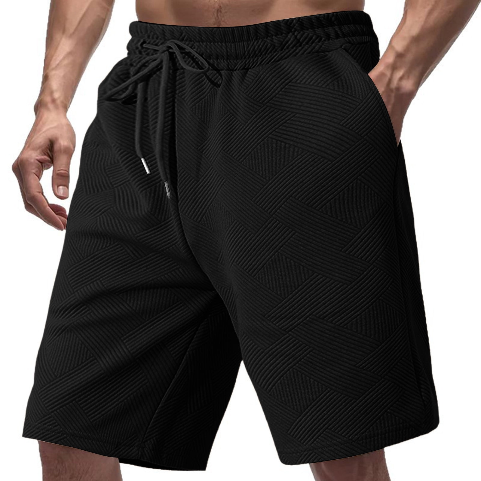 Chiccall Men's Casual Shorts Beach Textured Shorts Elastic Waist ...