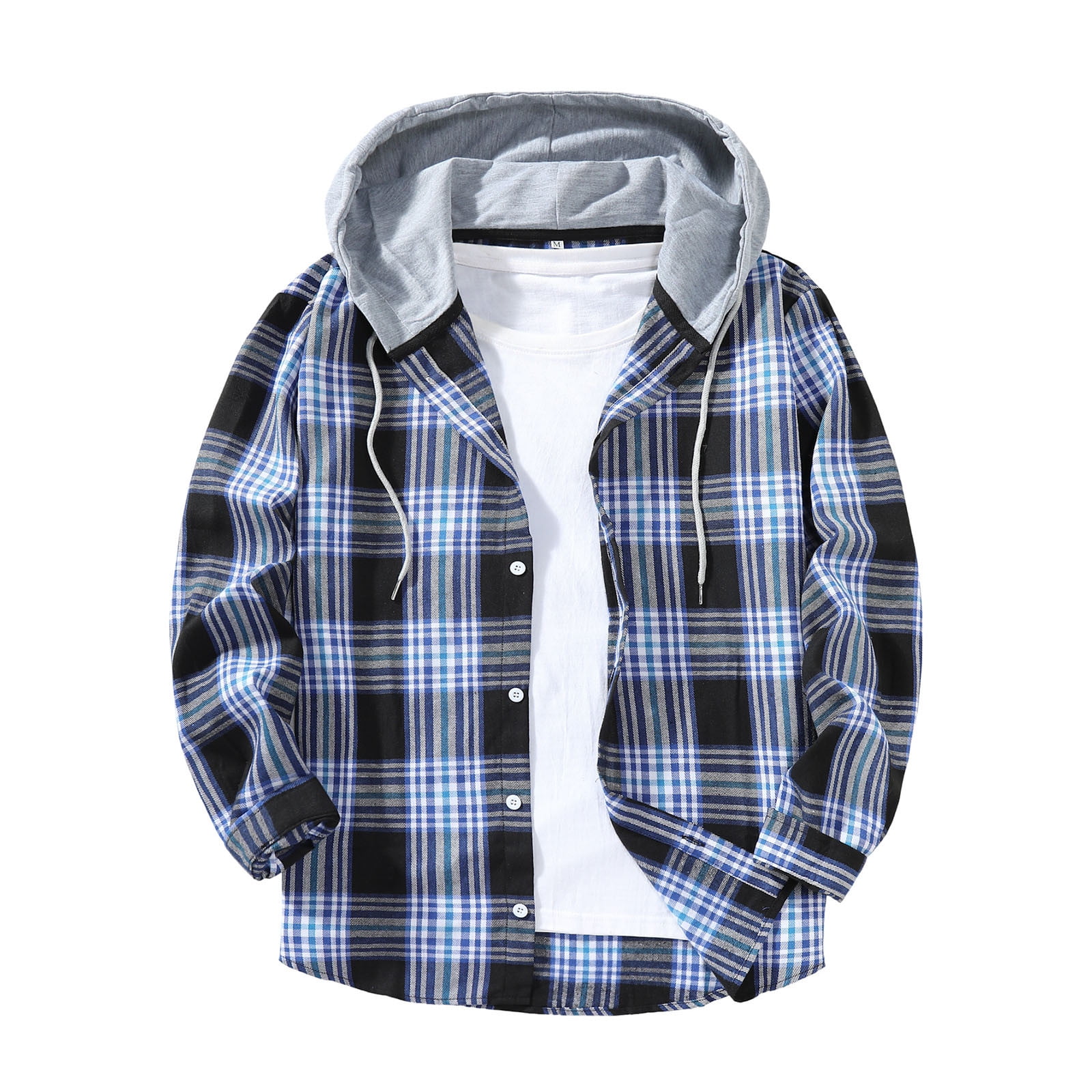 Chiccall Men's Flannel Shirt Plaid Hoodie Casual Comfortable Long ...