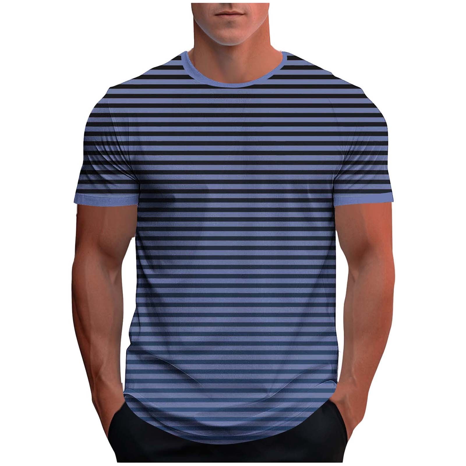Chiccall Men's Graphic T Shirts Gradient Stripe Printed Casual Soft ...
