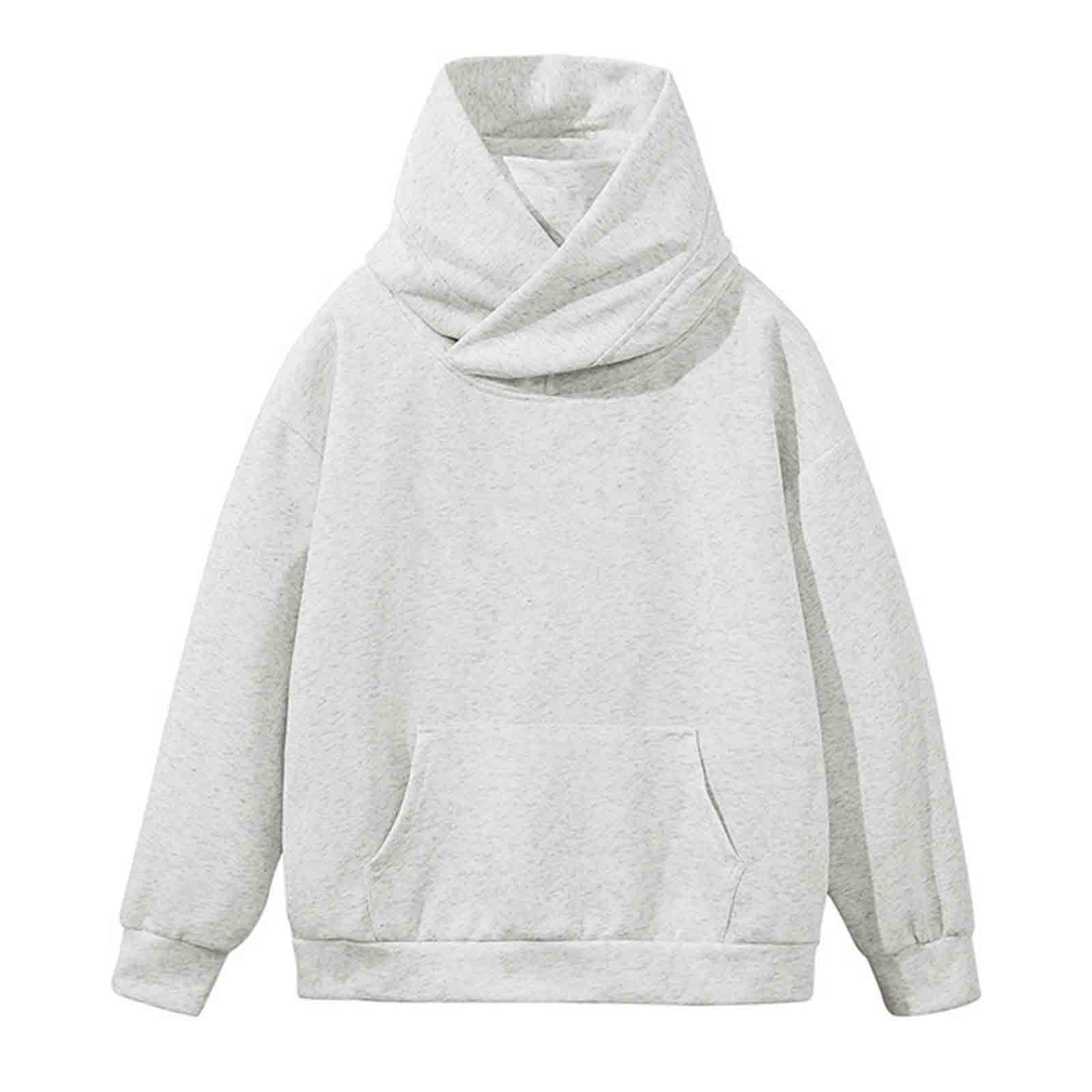 Chiccall Men's Oversized Turtleneck Hoodie Solid Pullover with Kangaroo ...