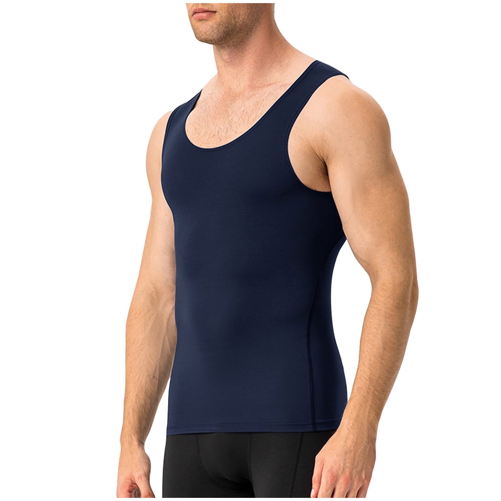 Chiccall Men's Summer Tops Tight Shirt Slim Fit Body Shaper Tops Quick ...
