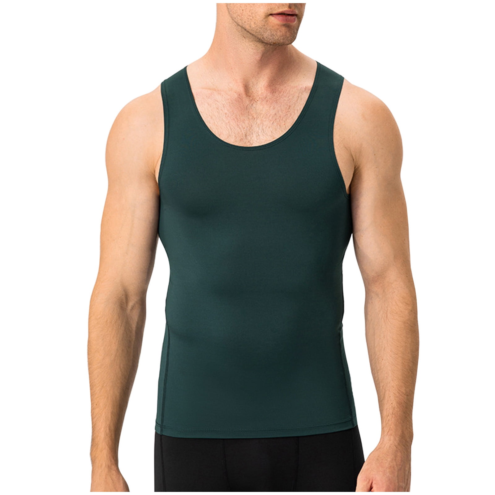 Chiccall Men's Summer Tops Tight Shirt Slim Fit Body Shaper Tops Quick ...