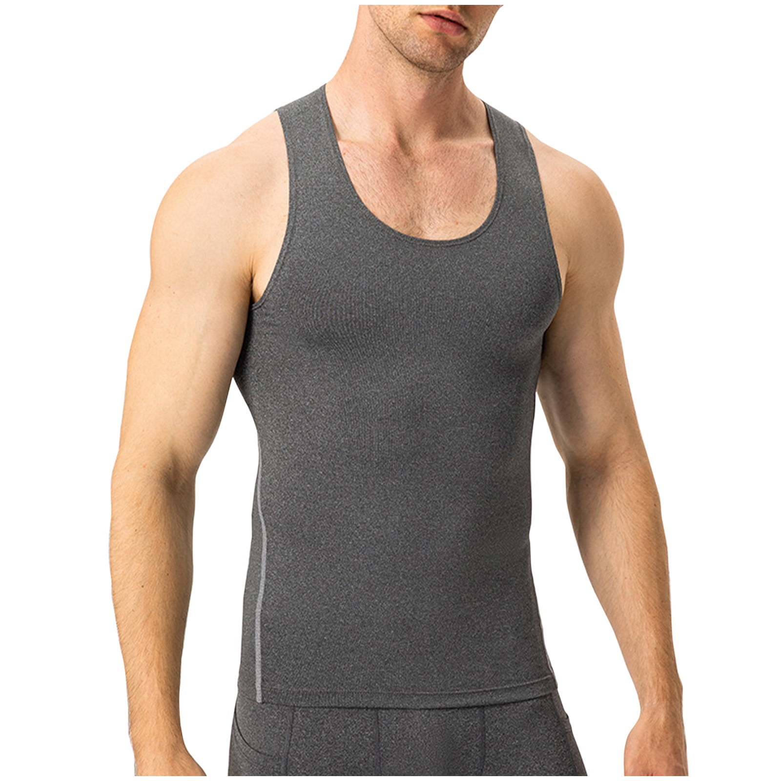 Chiccall Men's Summer Tops Tight Shirt Slim Fit Body Shaper Tops Quick Dry Workout Tank Tops ...