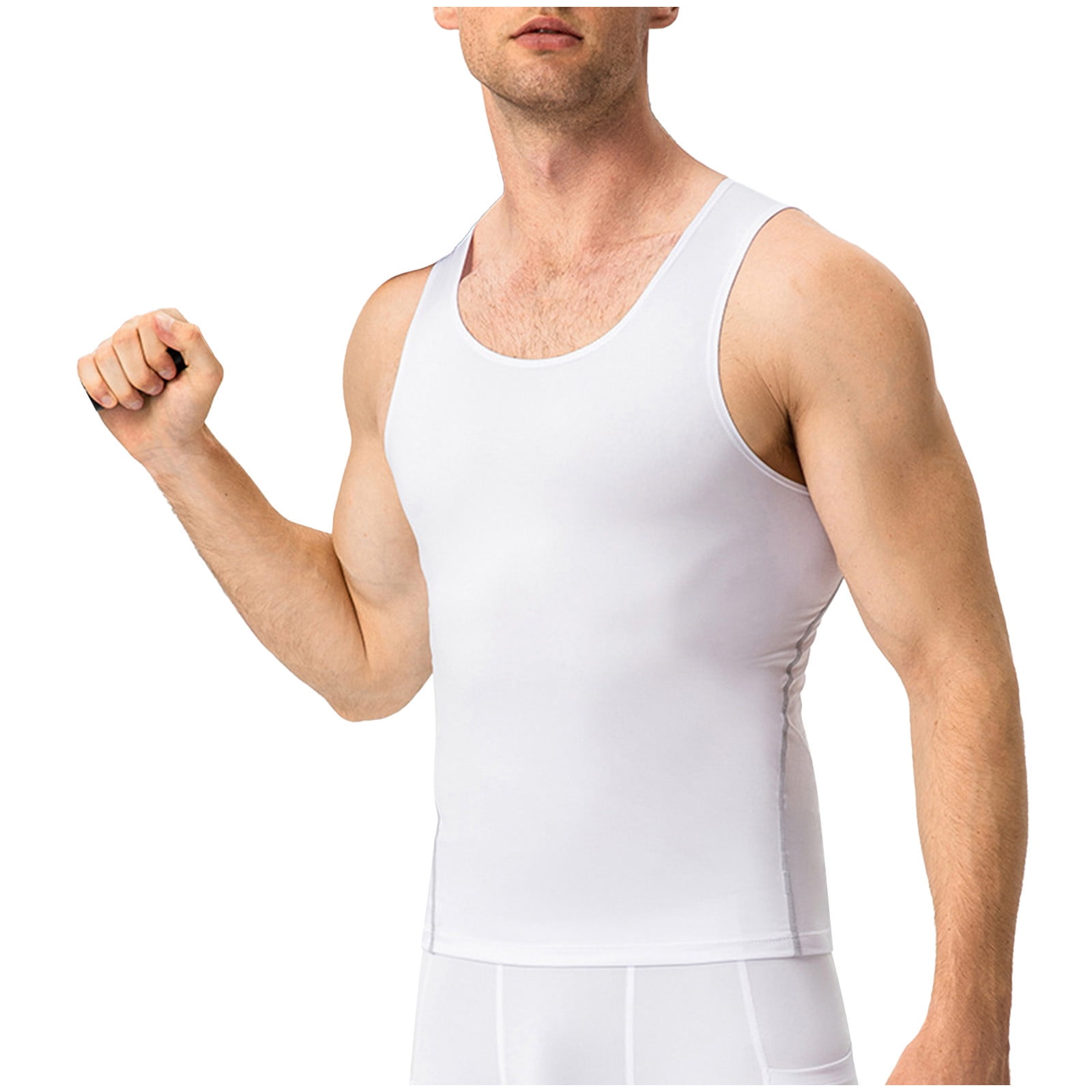 Chiccall Men's Summer Tops Tight Shirt Slim Fit Body Shaper Tops Quick ...