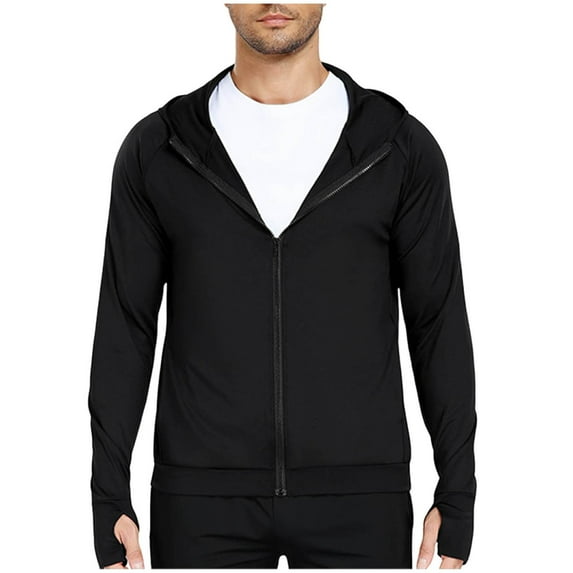 Chiccall Men's Sun Protection Jacket Hooded Lightweight Full Zip Long ...